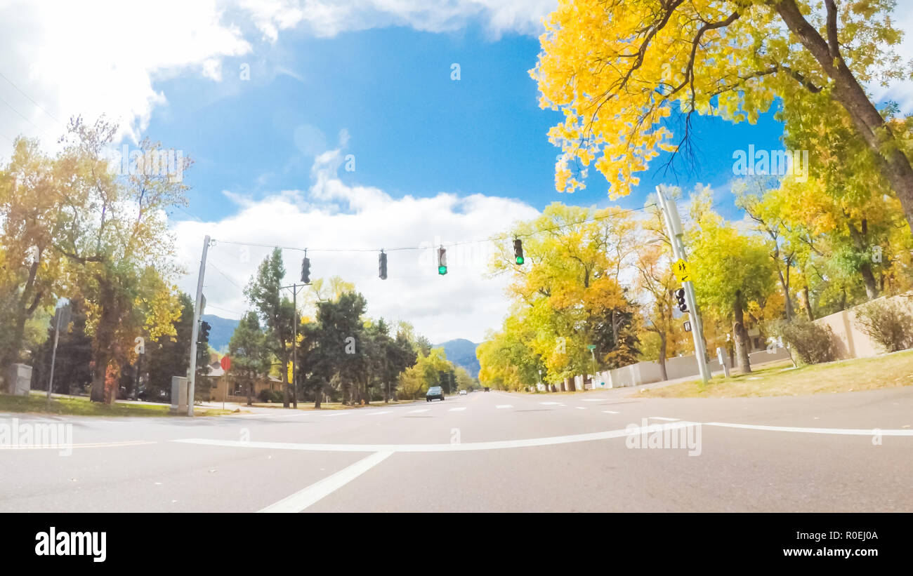 Driving through upscale residential neighborhood of Colorado Springs in ...