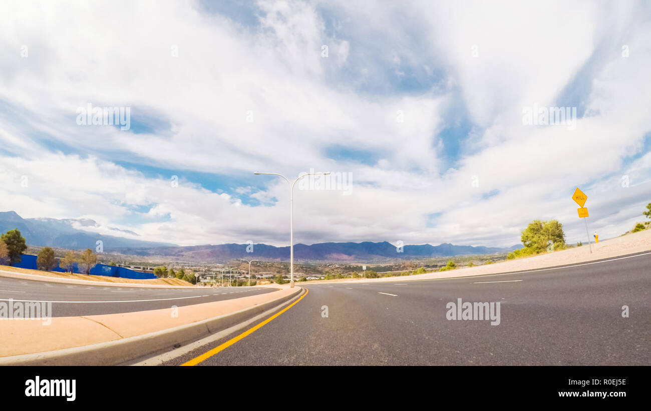 Driving on paved roads in Colorado Springs in Autumn Stock Photo - Alamy