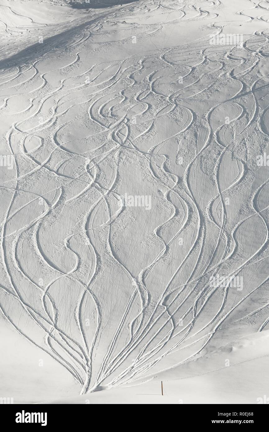 Ski Slope with Fresh Curves Stock Photo - Alamy