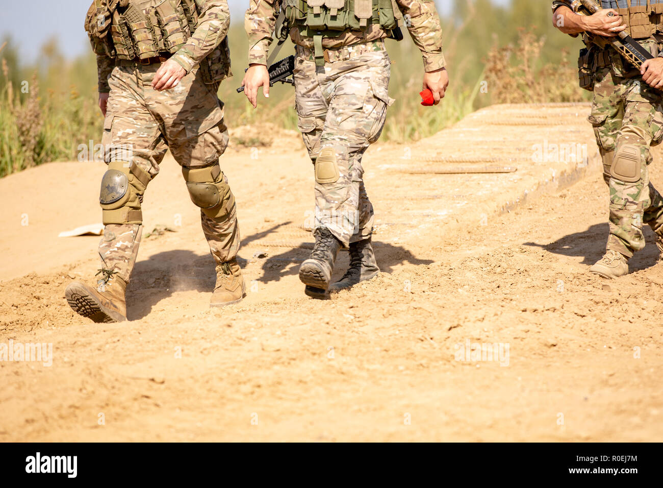 group of soldiers on the Outdoor on army exercises. war, army ...