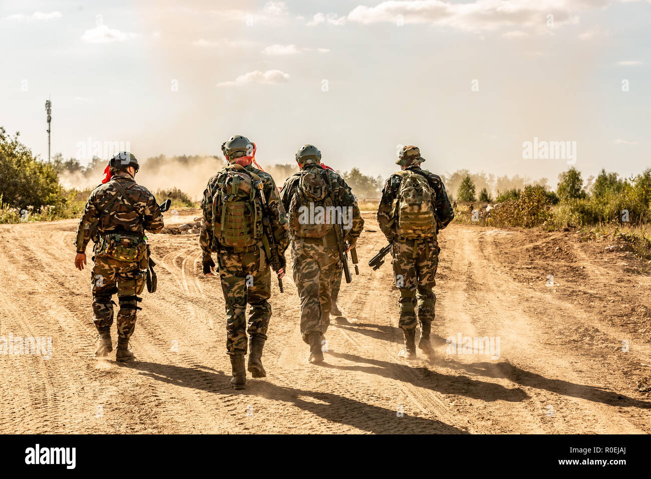 group of soldiers on the Outdoor on army exercises. war, army ...