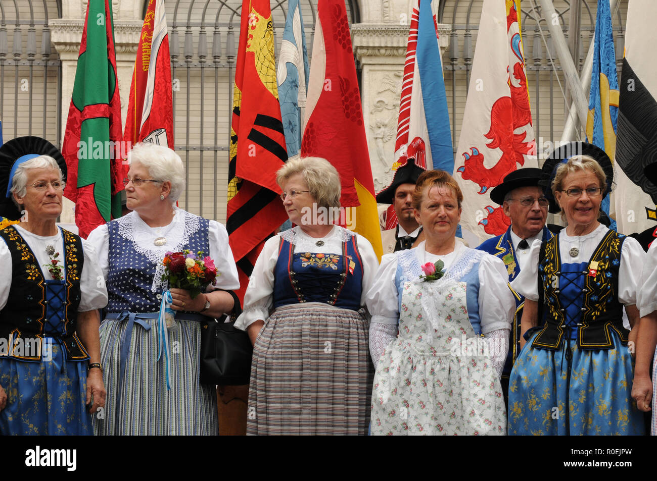 Female chorus ans swiss folklore group at the national day in Zürich ...