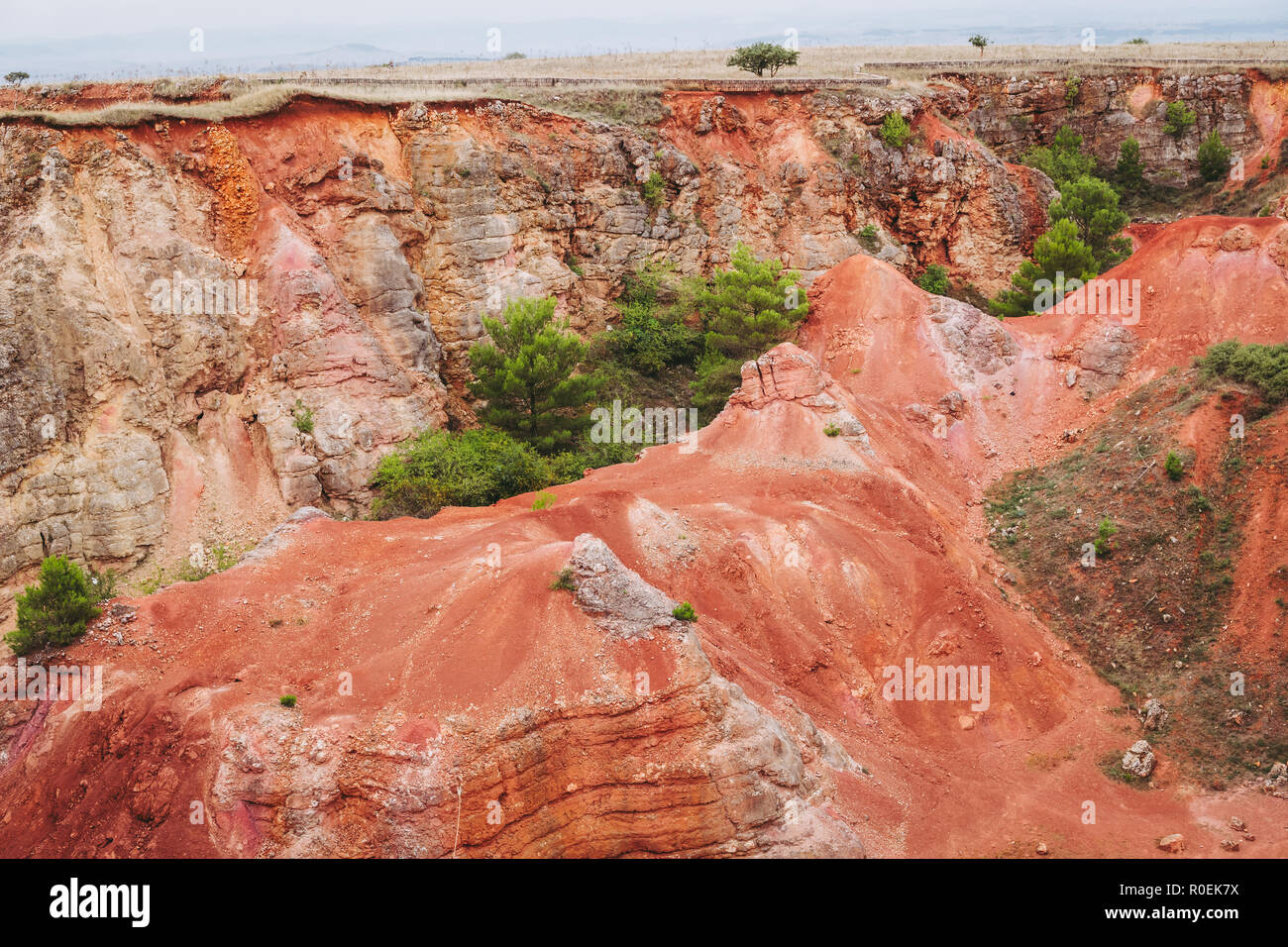 old bauxite's red soils quarry cave in Spinazzola, Apulia region Stock ...