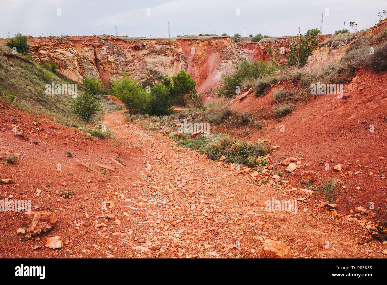 old bauxite's red soils quarry cave in Spinazzola, Apulia region Stock ...