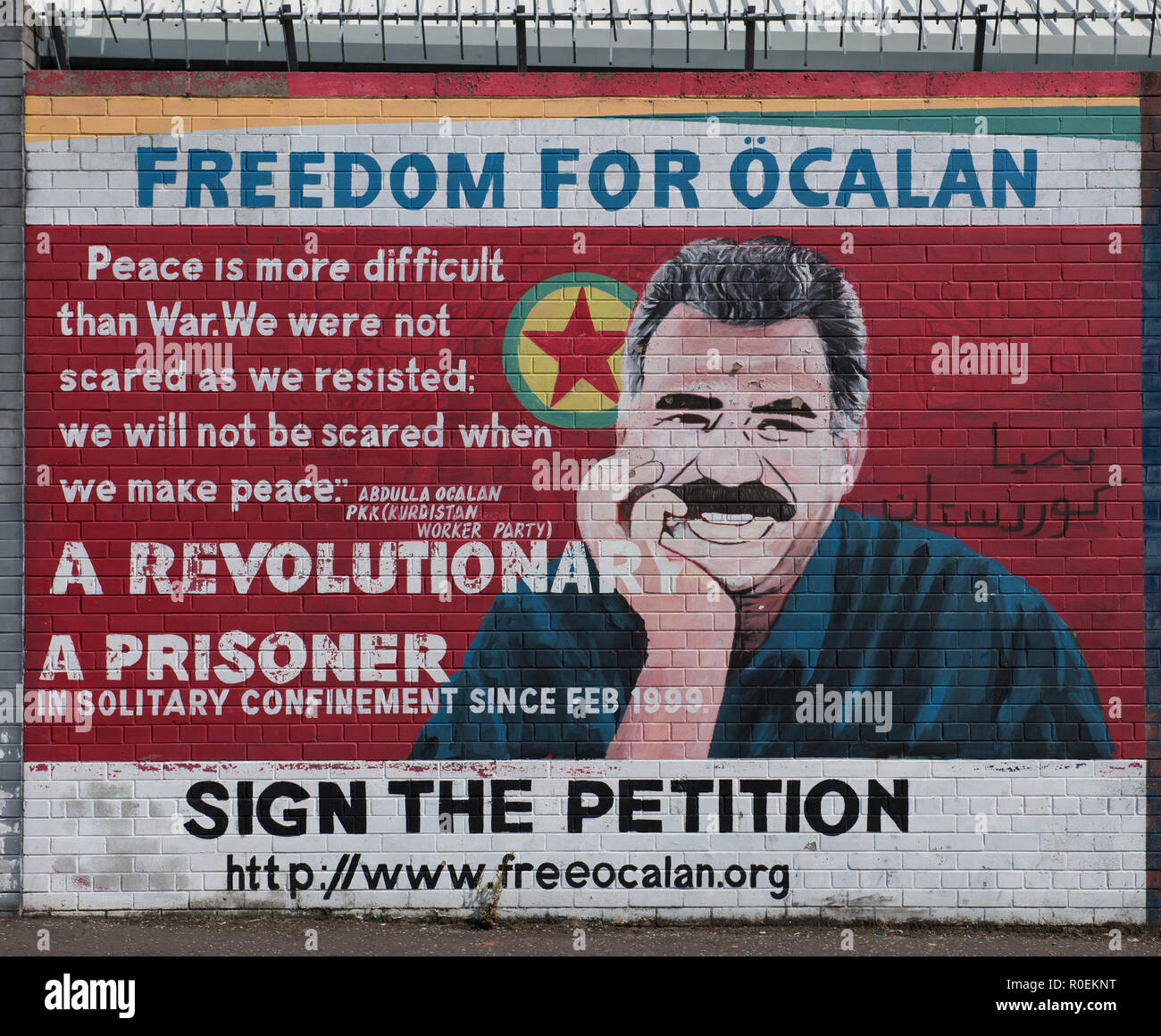 Mural on the Peace Wall in the Falls Road area, Belfast, Northern ...