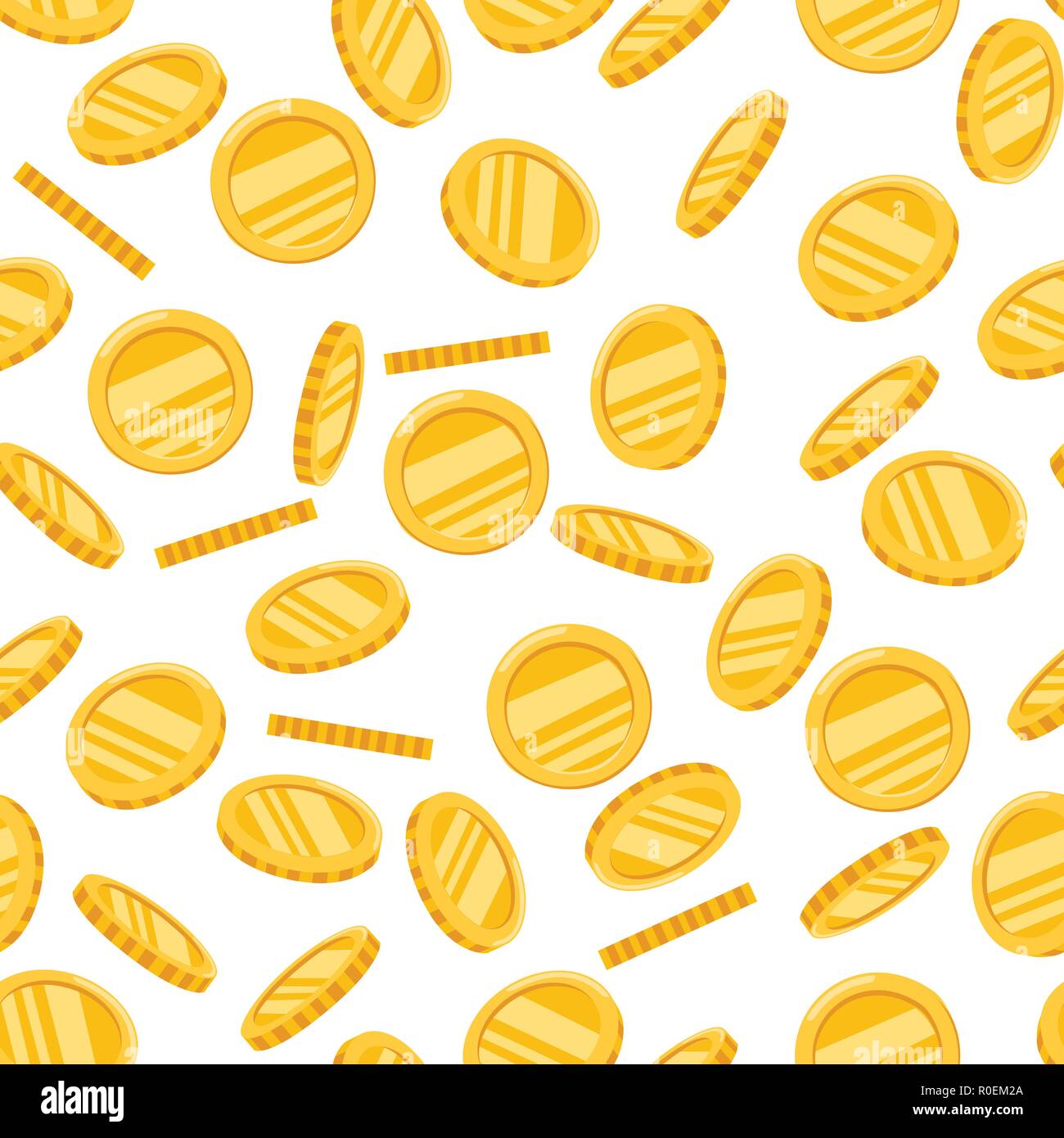 Seamless pattern. Falling golden coins. Gold money icon. Growth, income ...