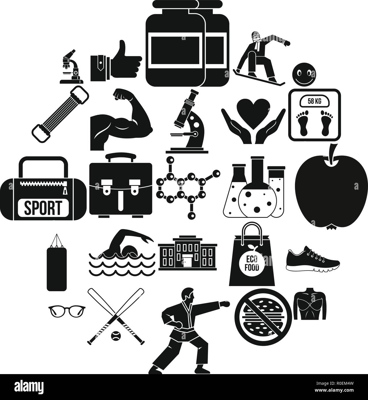 Healthy nation icons set, simple style Stock Vector Image & Art - Alamy