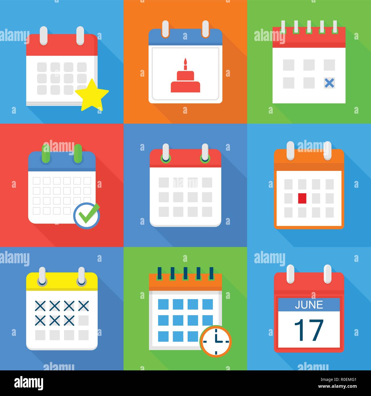 Timetable icons set, flat style Stock Vector Image & Art - Alamy