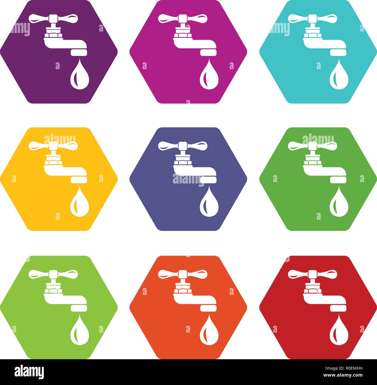 Water tap icons set 9 vector Stock Vector Image & Art - Alamy
