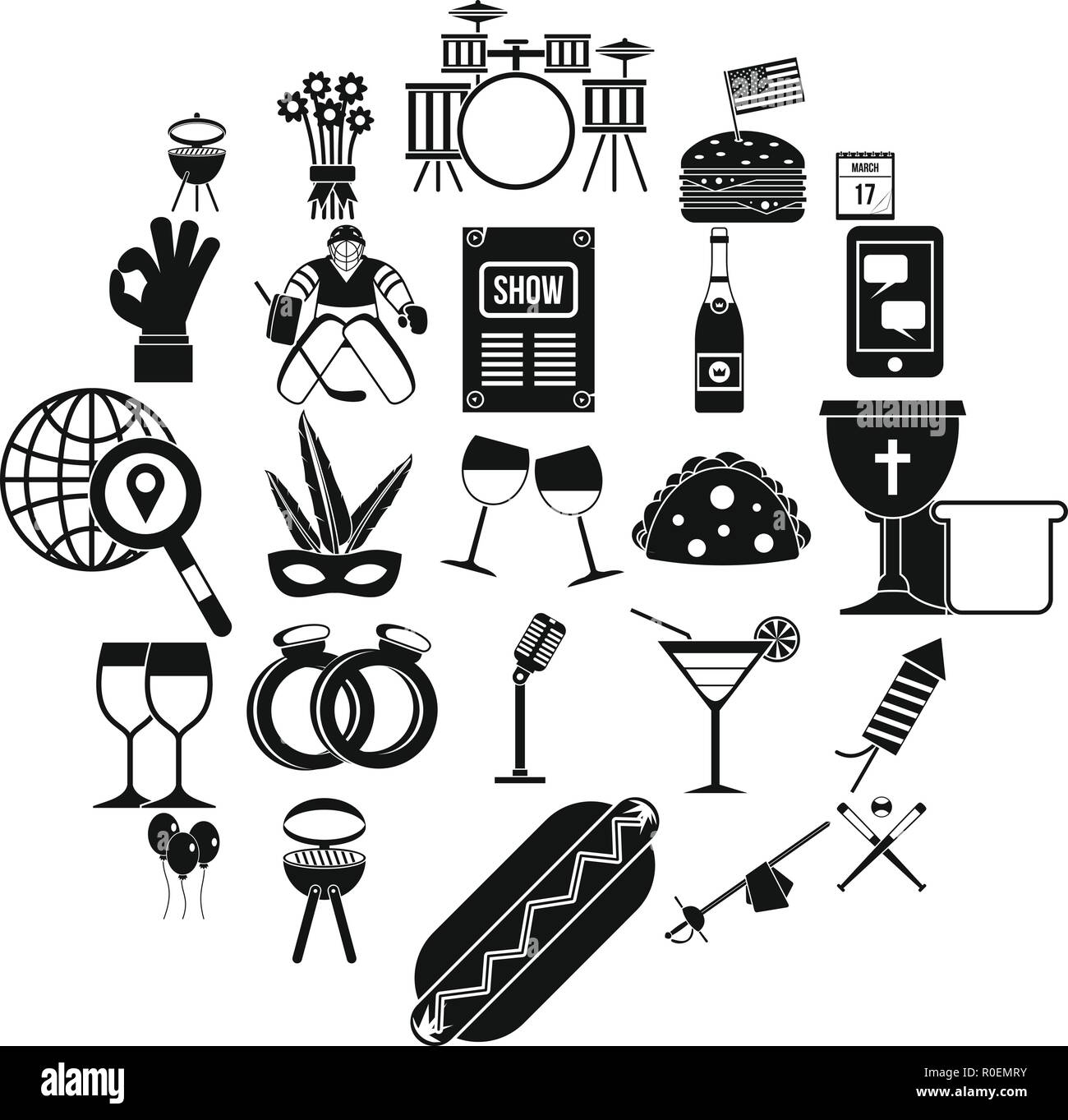 Happening icons set, simple style Stock Vector Image & Art - Alamy