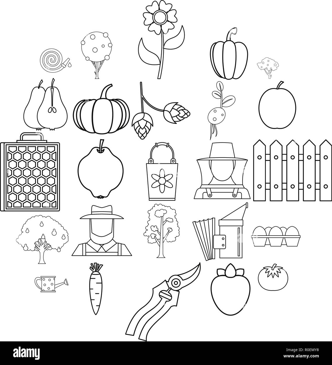 Sector icons set, outline style Stock Vector Image & Art - Alamy