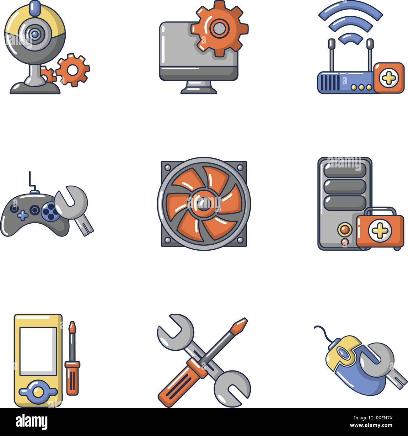 PC tech icons set, cartoon style Stock Vector Image & Art - Alamy