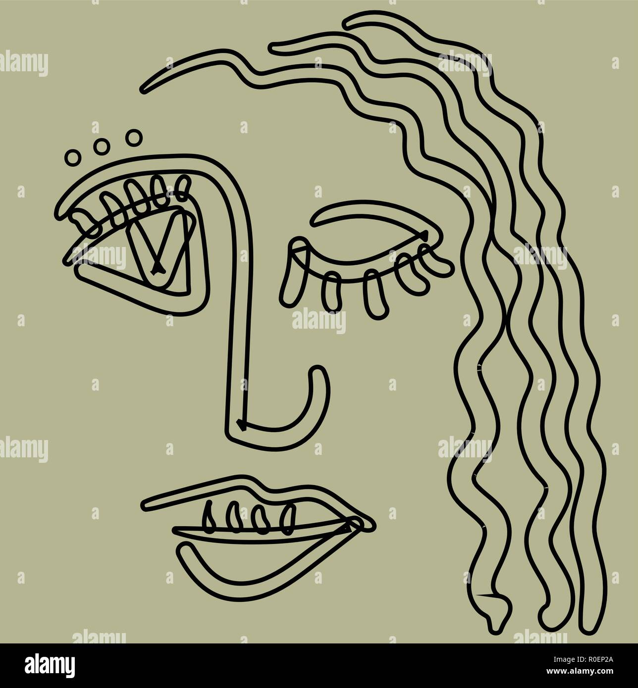 Girl face in basic cubism outline style Stock Vector Image & Art - Alamy