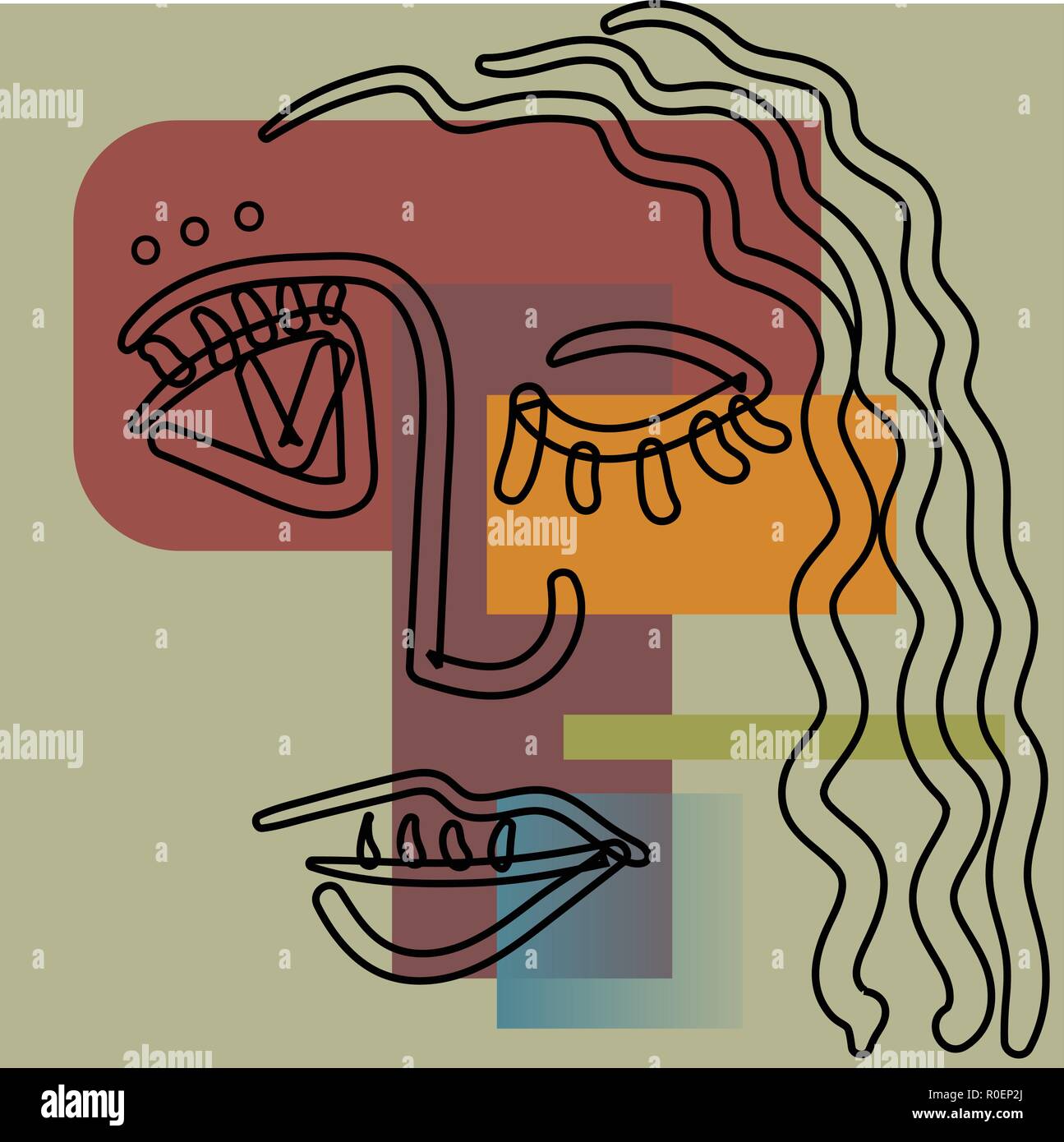 Girl face in cubism outline style. 10 eps Stock Vector Image & Art - Alamy