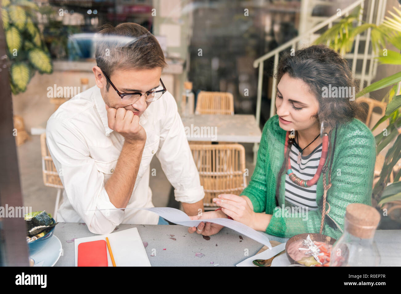 Top view of colleagues coming to cafeteria while having break from work ...