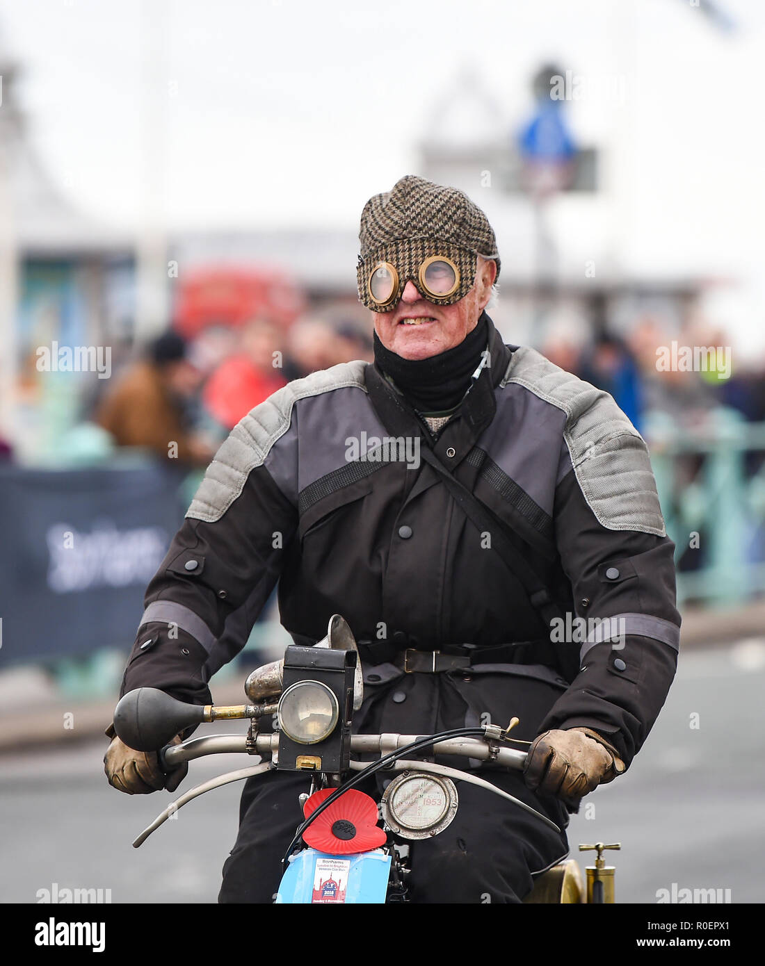 Brighton UK 4th November 2018 - Jonathan Bewley on his 1899 Clement in ...