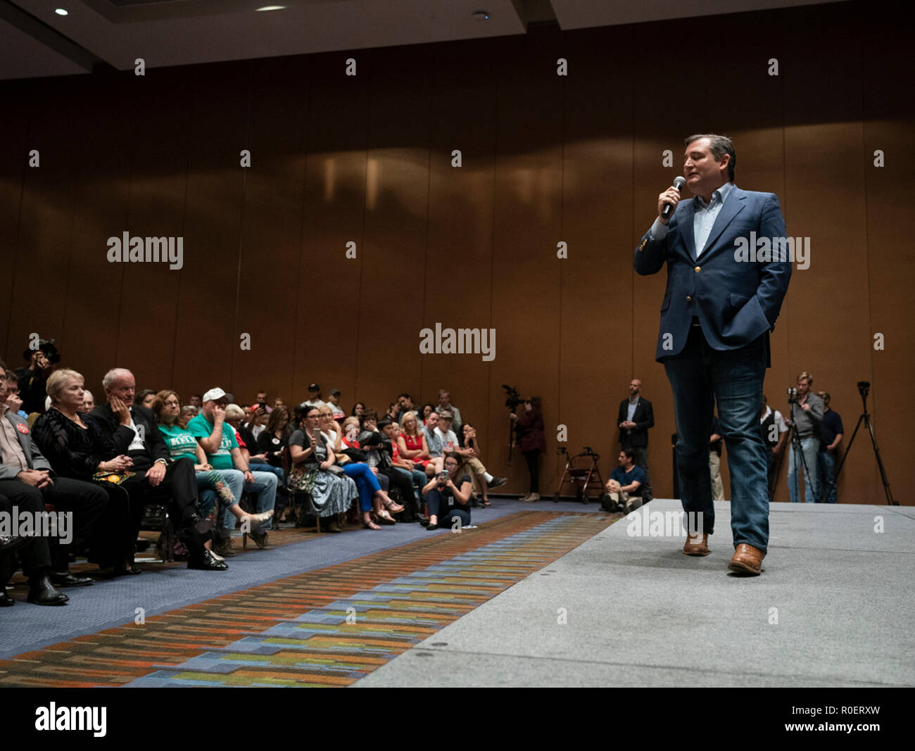 Republican U.S. Sen. Ted Cruz campaigns before a boisterous crowd of ...
