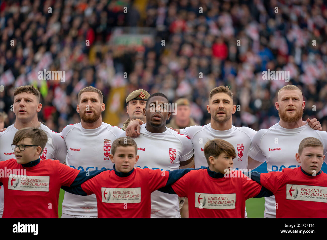 England players and mascots. 4th November, Anfield, Liverpool, England ...