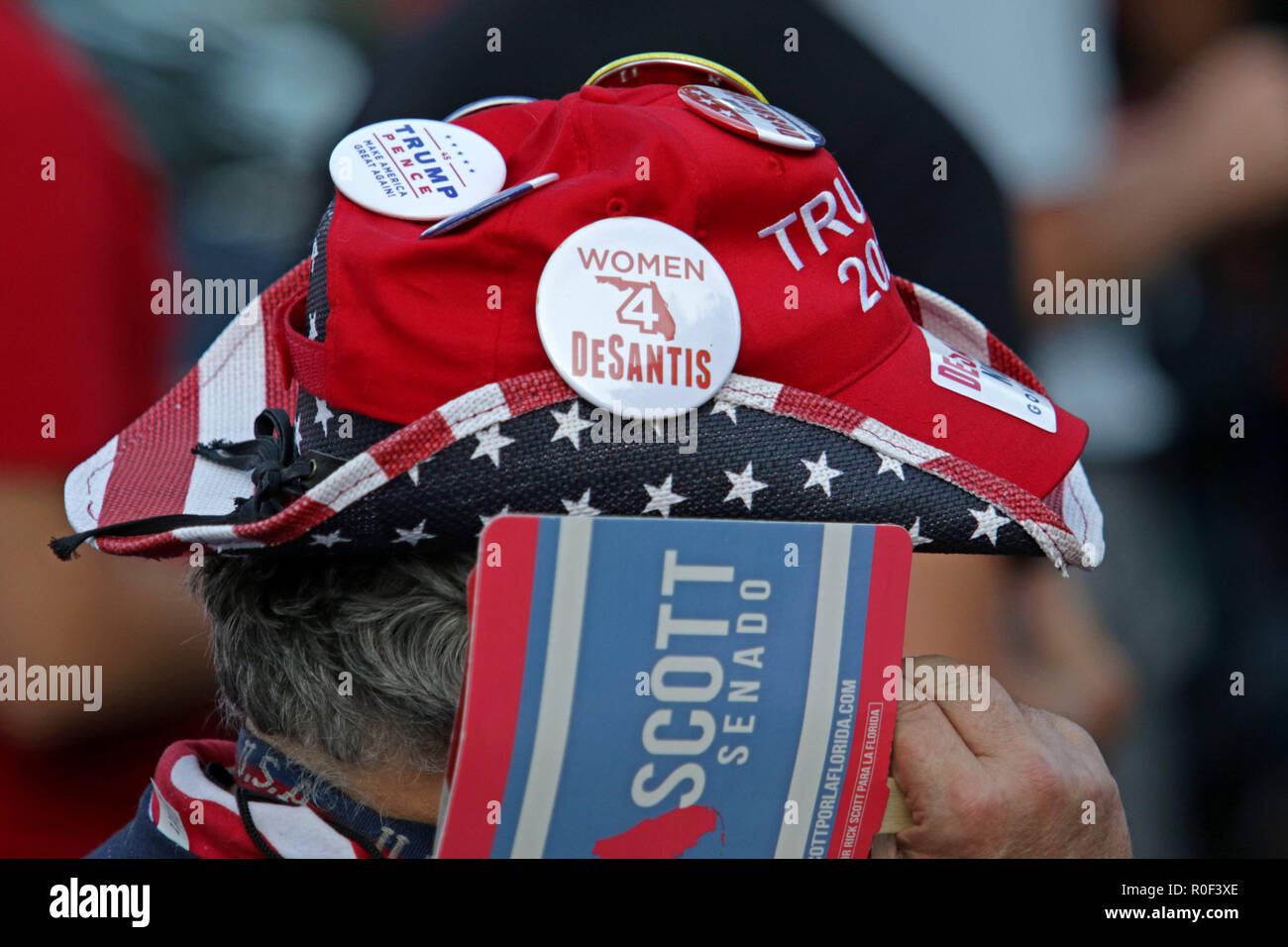 Boca Raton, Florida, USA. 4th Nov, 2018. A supporter of Republican ...
