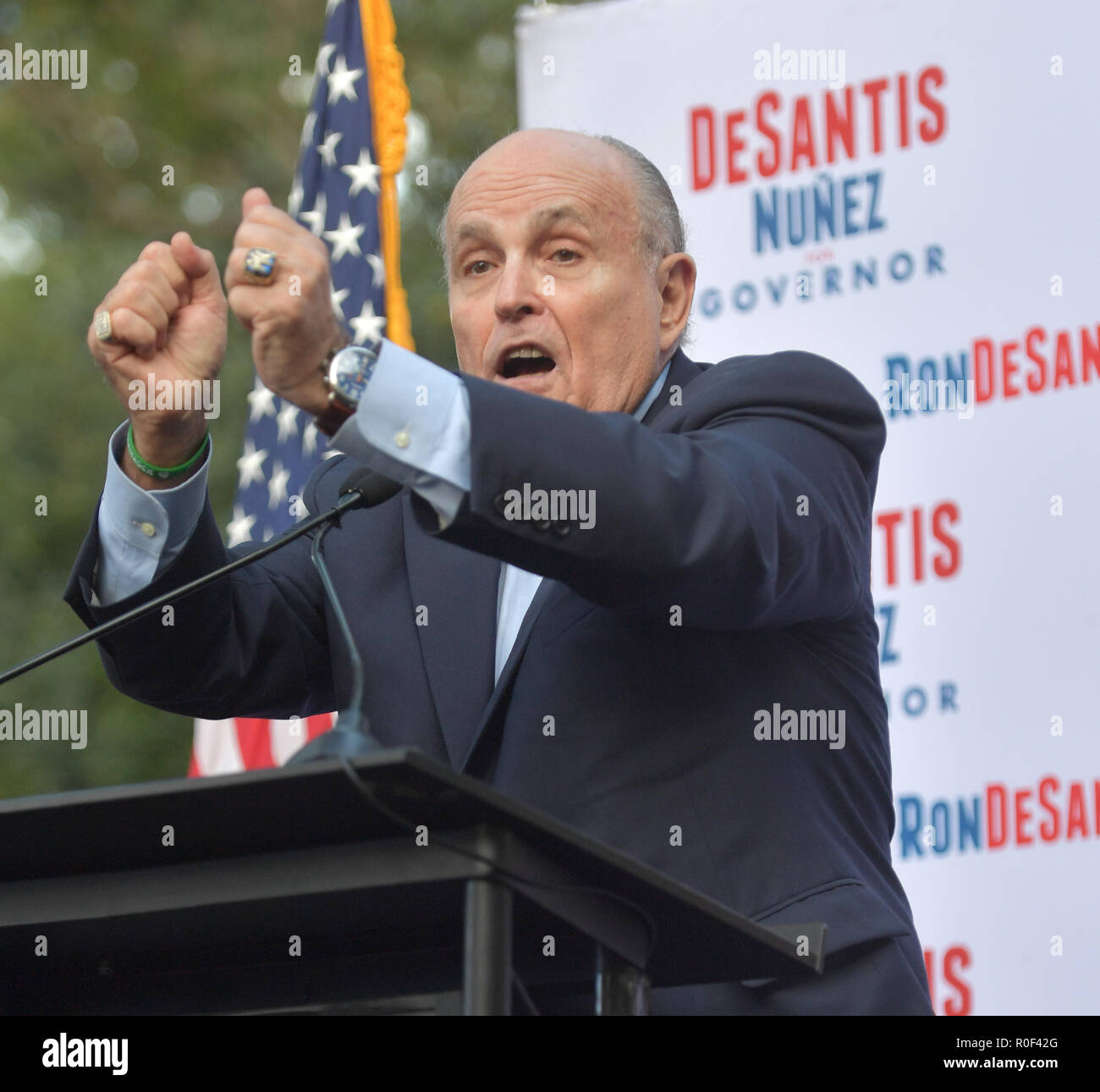 BOCA RATON, FL - NOVEMBER 04: Ron DeSantis, Rudy Giuliani and Attorney ...