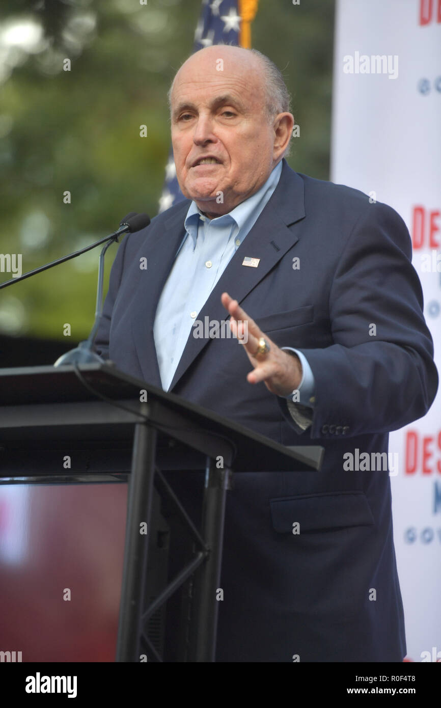 Boca Raton, FL, USA. 04th Nov, 2018. Ron DeSantis, Rudy Giuliani and ...