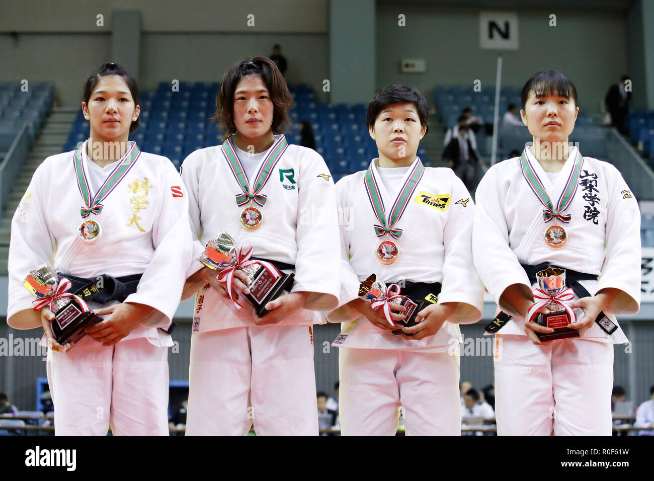 Chiba, Japan. 4th Nov, 2018. (L to R) ? Nana Kota, Masako Doi, Anzu Yamamoto, Shiori Sato Judo ...