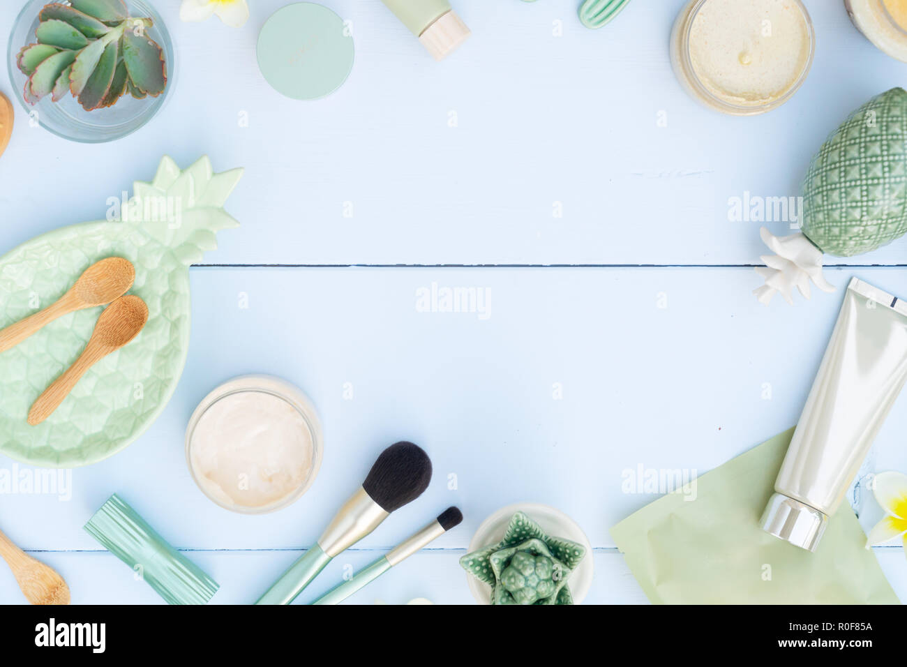 Beauty background with facial cosmetic products Stock Photo - Alamy