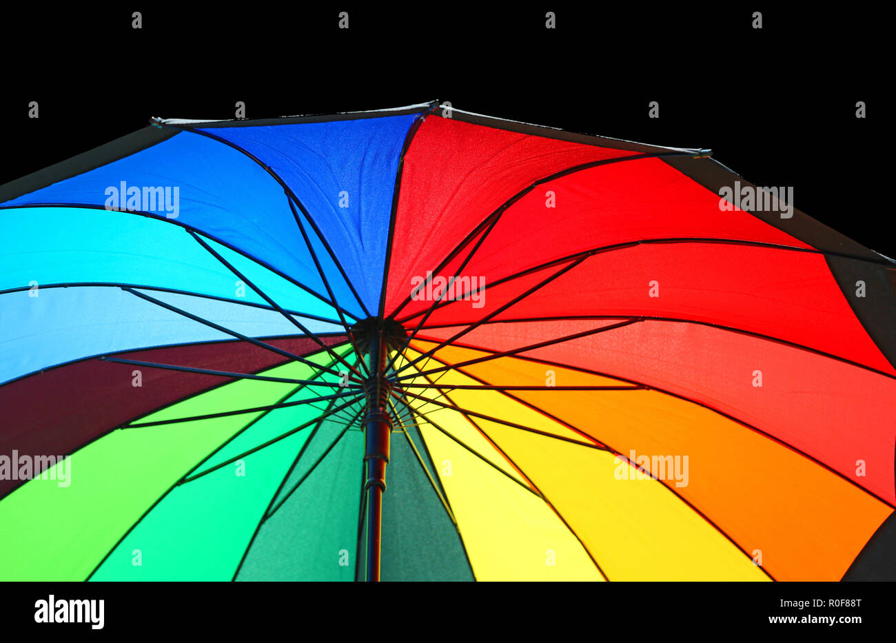umbrella with the colors of the rainbow open to protect you from the ...