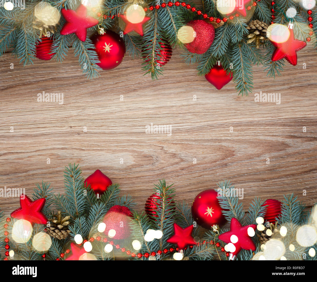 decorated fir tree border Stock Photo - Alamy