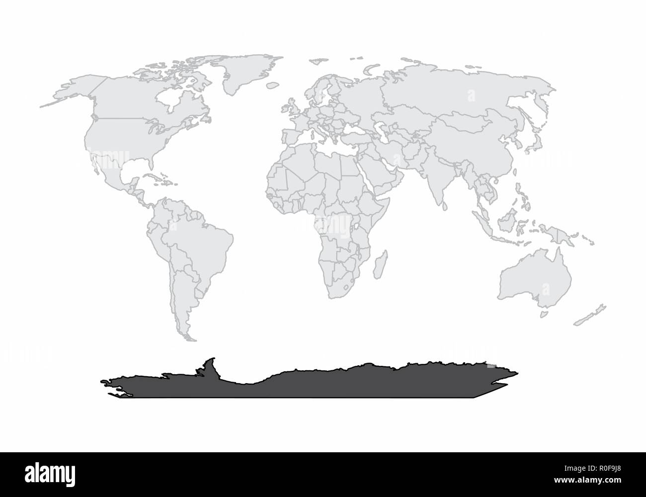 The world map illustration with the Antarctica in highlight Stock ...