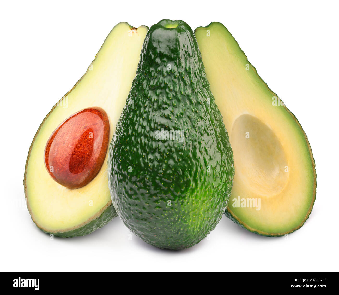 Group of three avocados isolated on white, with clipping path Stock ...