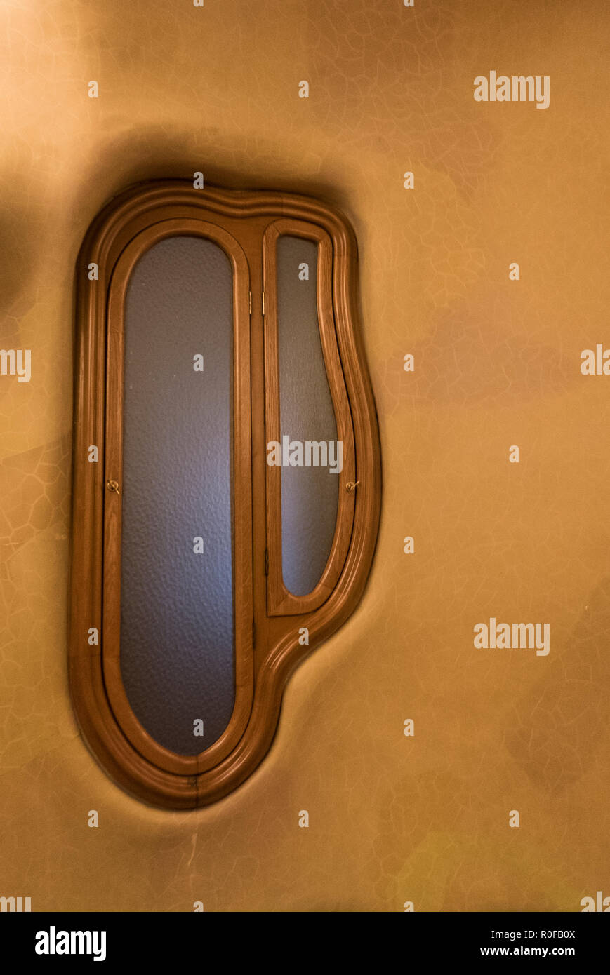 A wooden framed window inside the Casa Batllo house design by Antoni ...