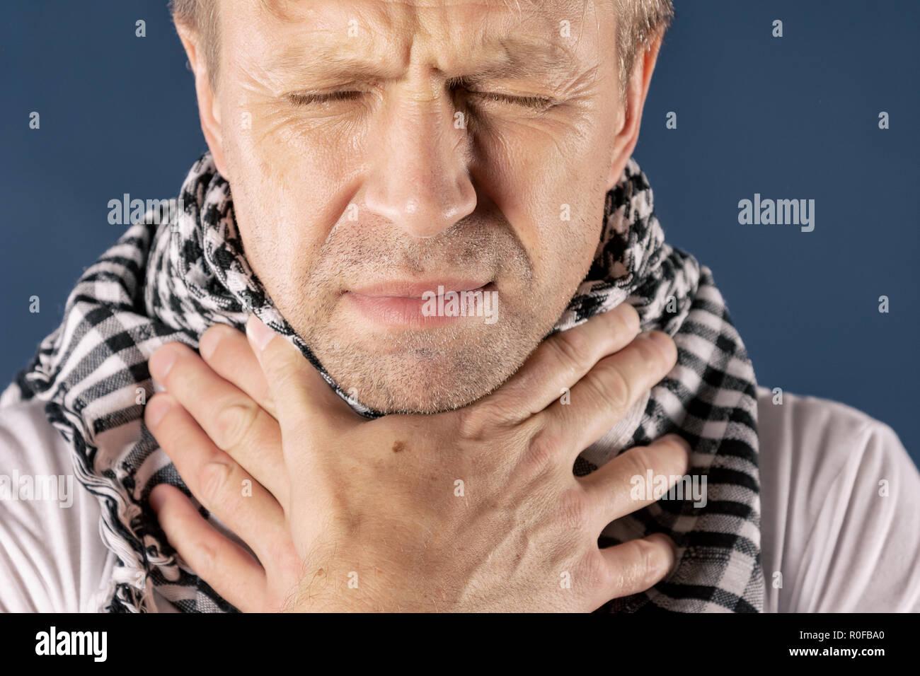 Adult man patient with cold and flu illness relief Stock Photo - Alamy