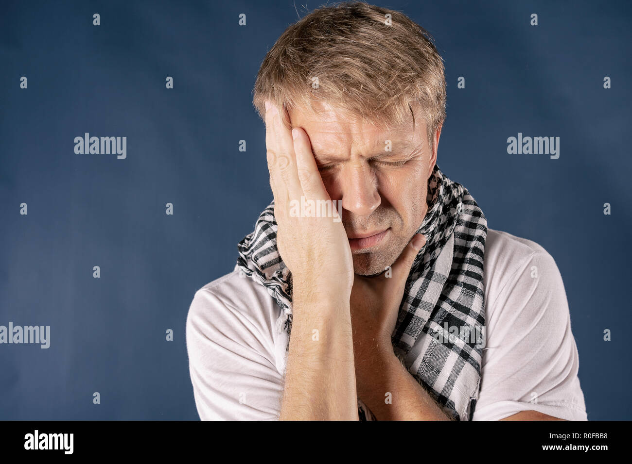 Adult man patient with cold and flu illness relief Stock Photo - Alamy