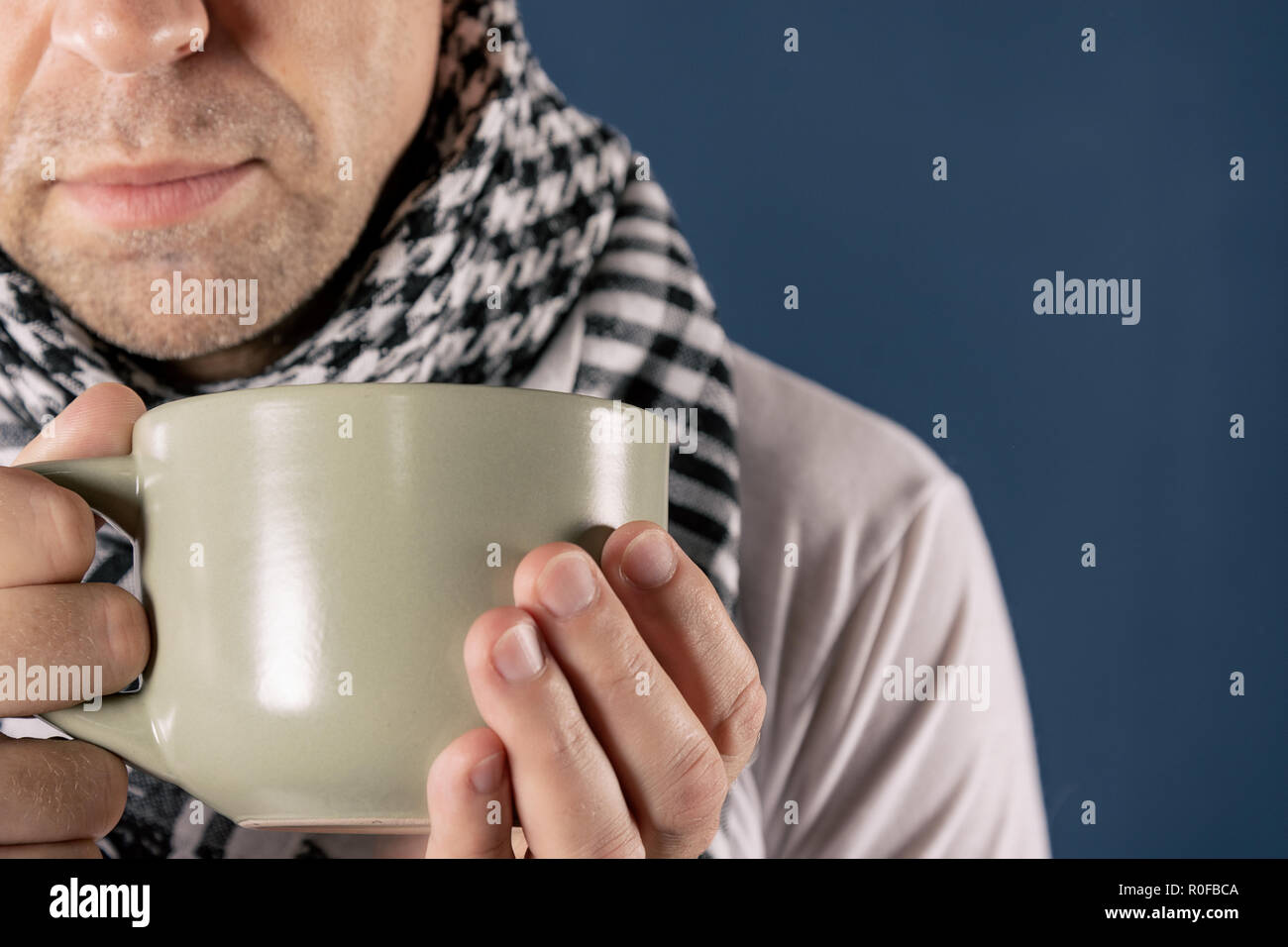 Adult man patient with cold and flu illness relief Stock Photo - Alamy