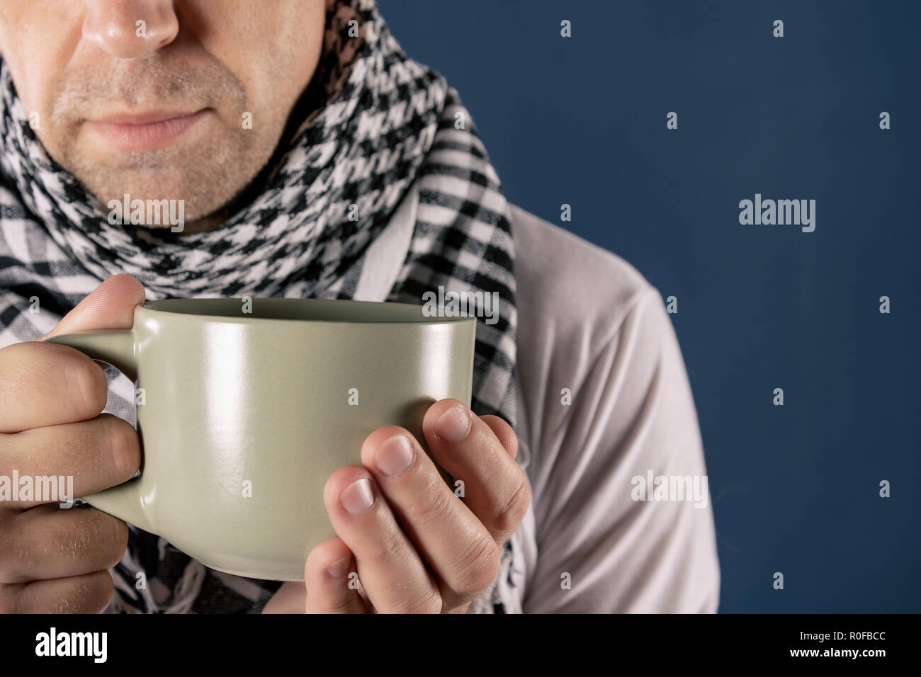 Adult man patient with cold and flu illness relief Stock Photo - Alamy