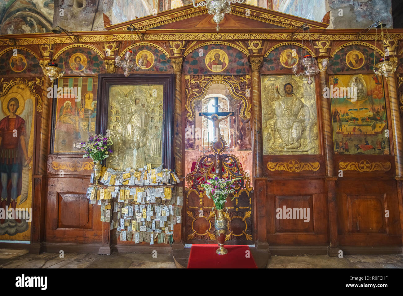 Interior details of the Pantanassa Church in Pantanassa Monastery at ...
