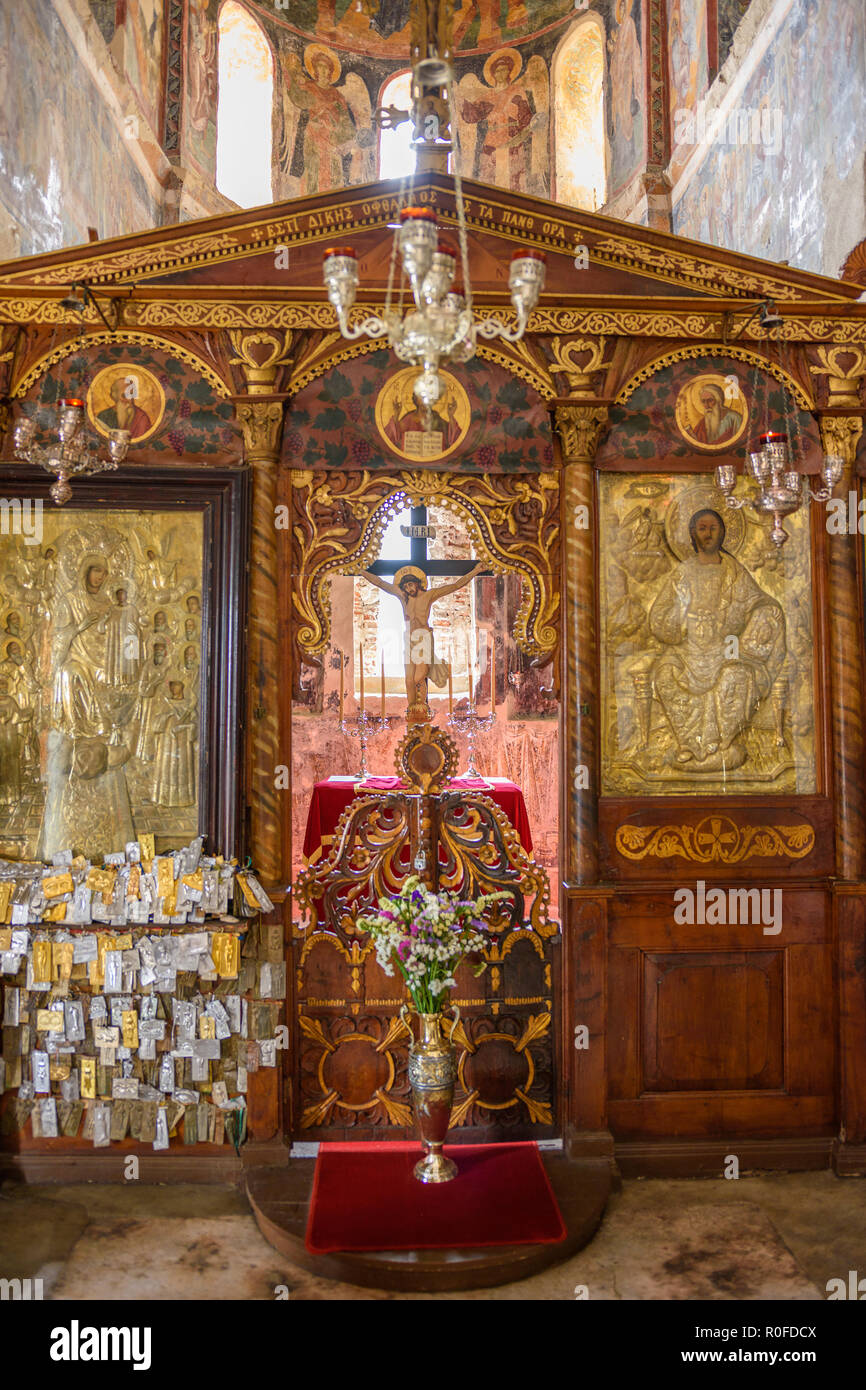 Interior details of the Pantanassa Church in Pantanassa Monastery at ...
