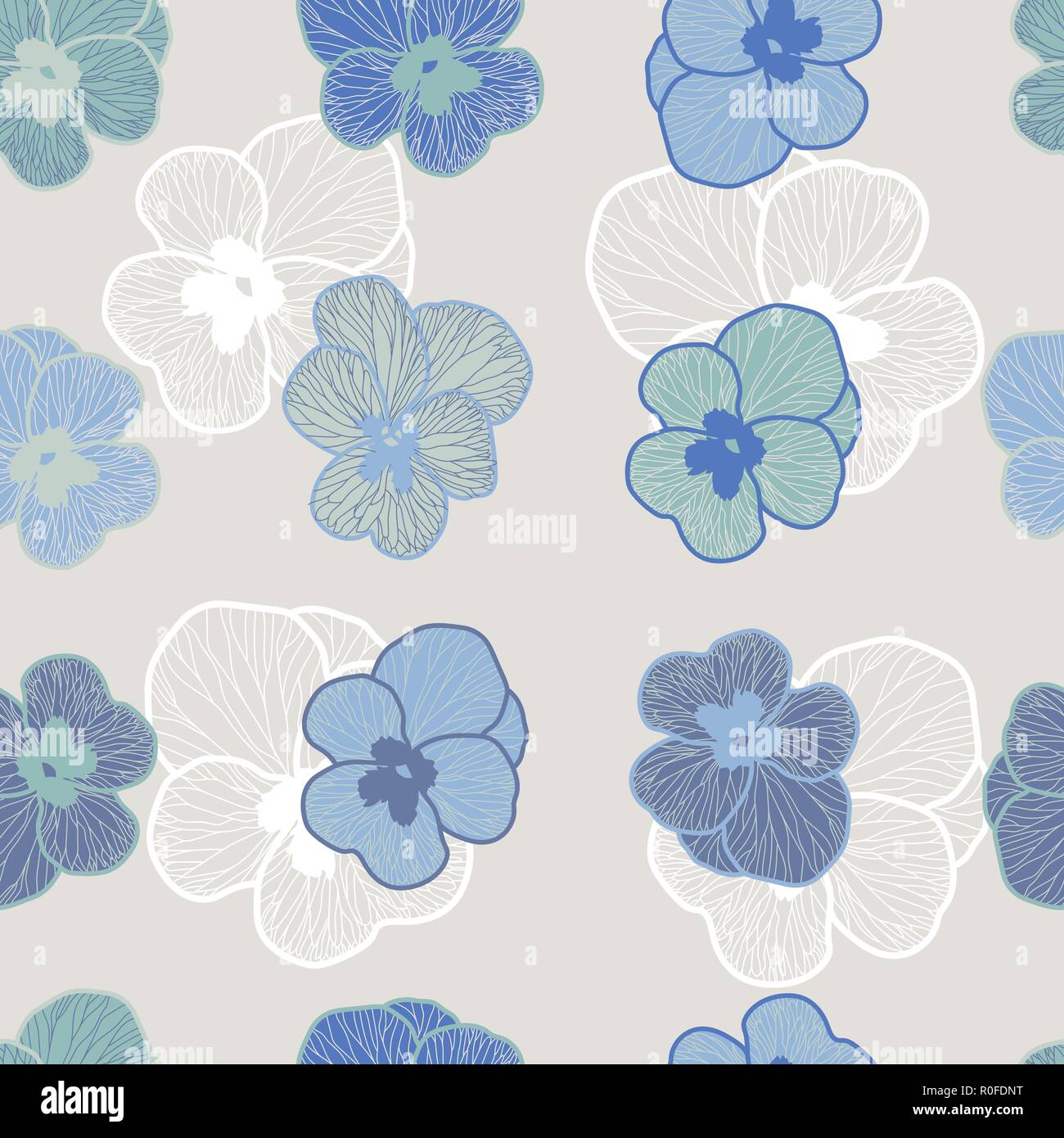 Seamless floral vector pattern in shades of blue Stock Vector Image ...