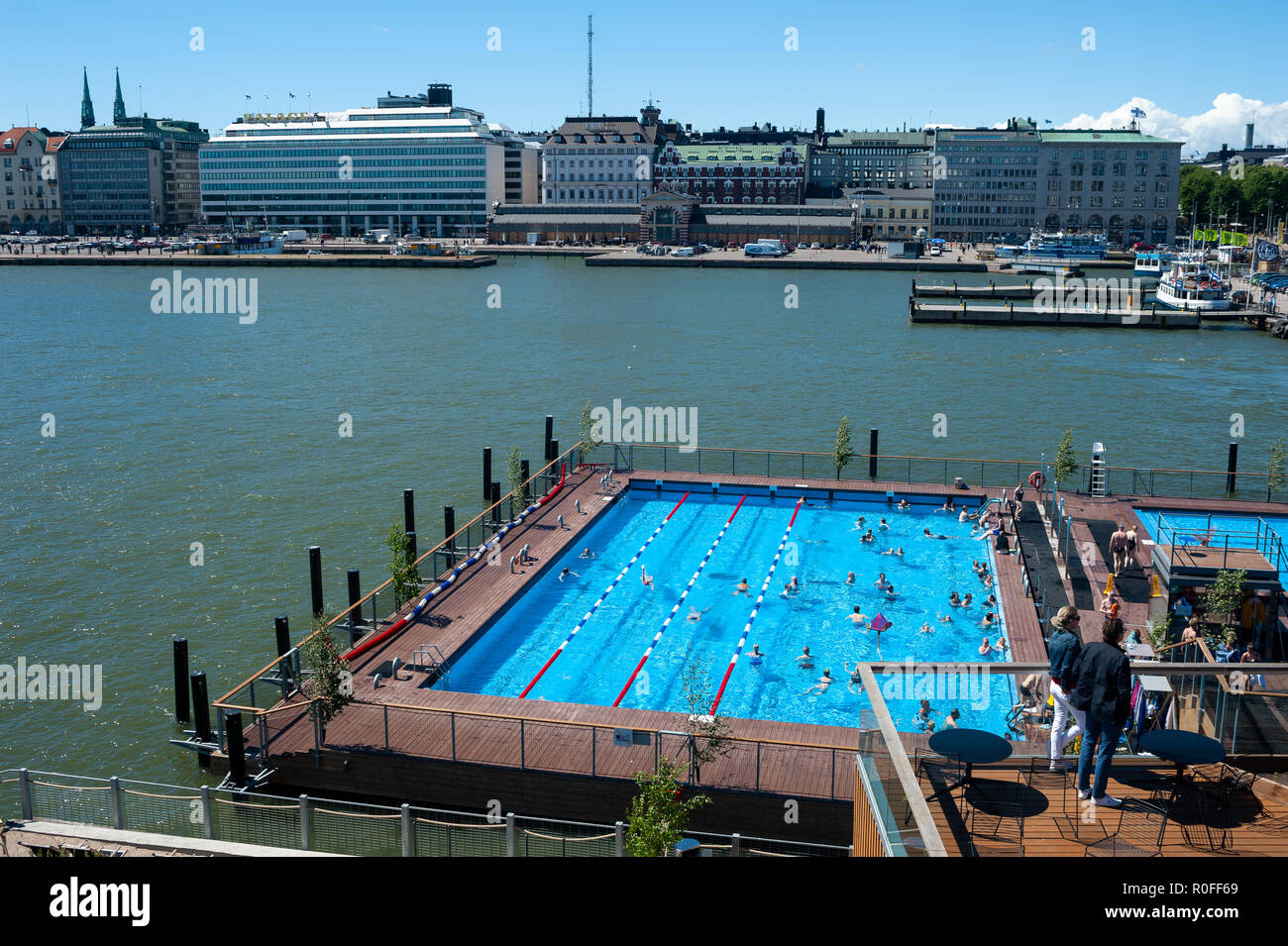 23.06.2018 - Helsinki, Finland, Europe - An elevated view of one of the swimming pools of the ...
