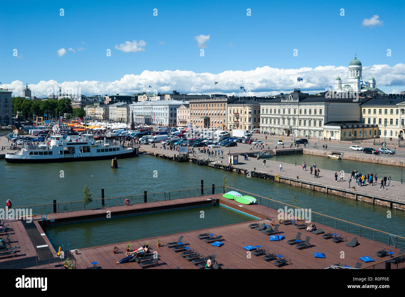 23.06.2018 - Helsinki, Finland, Europe - An elevated view of the Allas ...