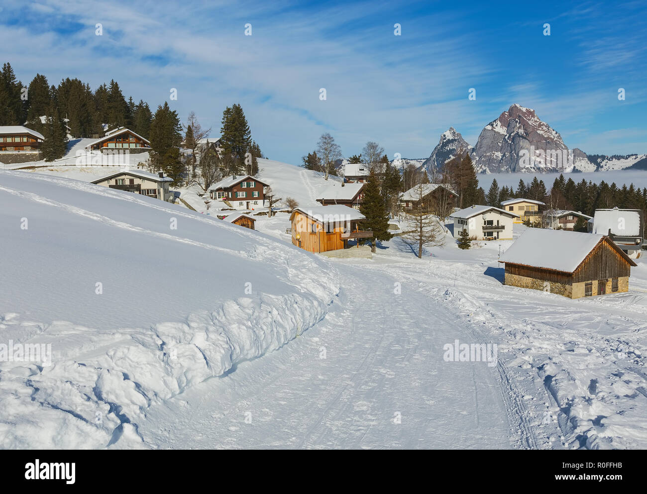 Village of Stoos in the Swiss canton of Schwyz in winter, Kleiner ...