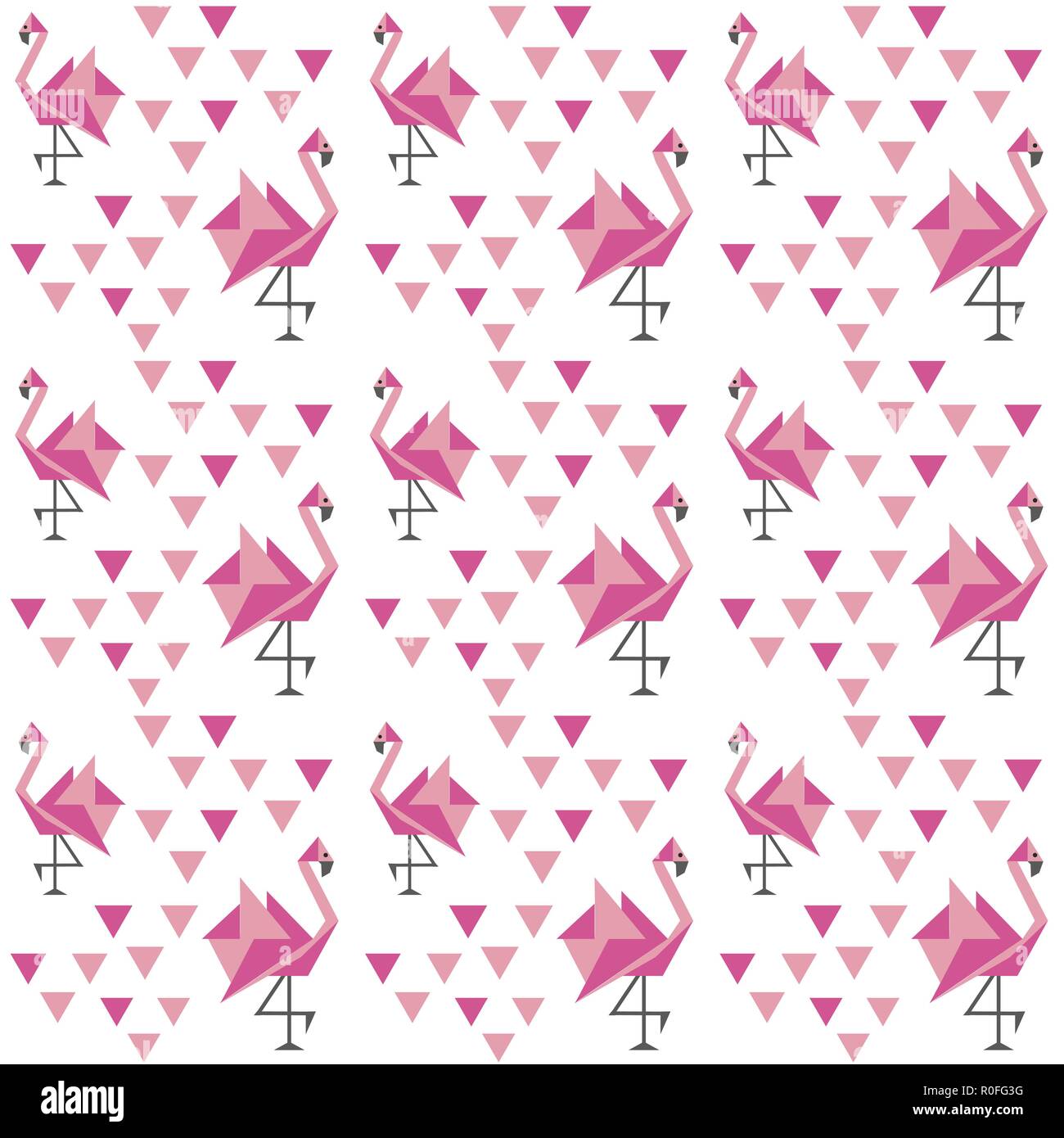 Geometric Pattern with Japanese Origami Flamingo Stock Vector Image ...