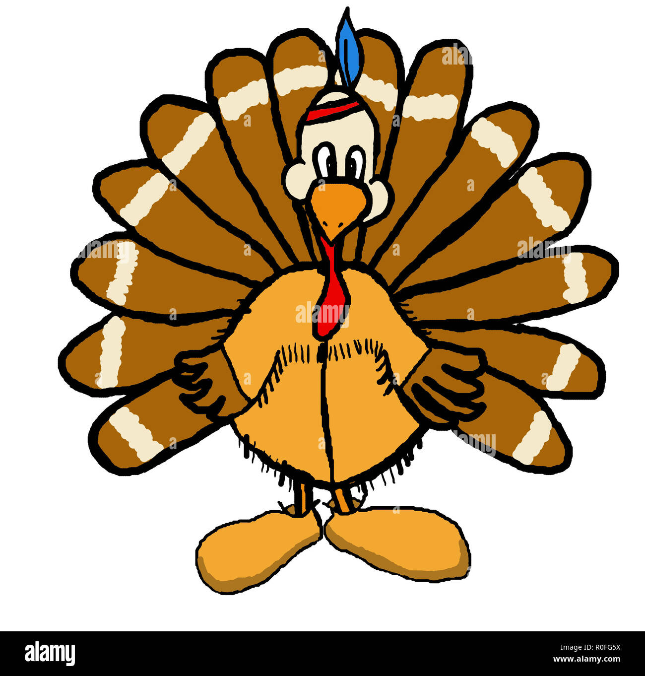 A cute illustrated turkey in a native Indian outfit, perfect for ...