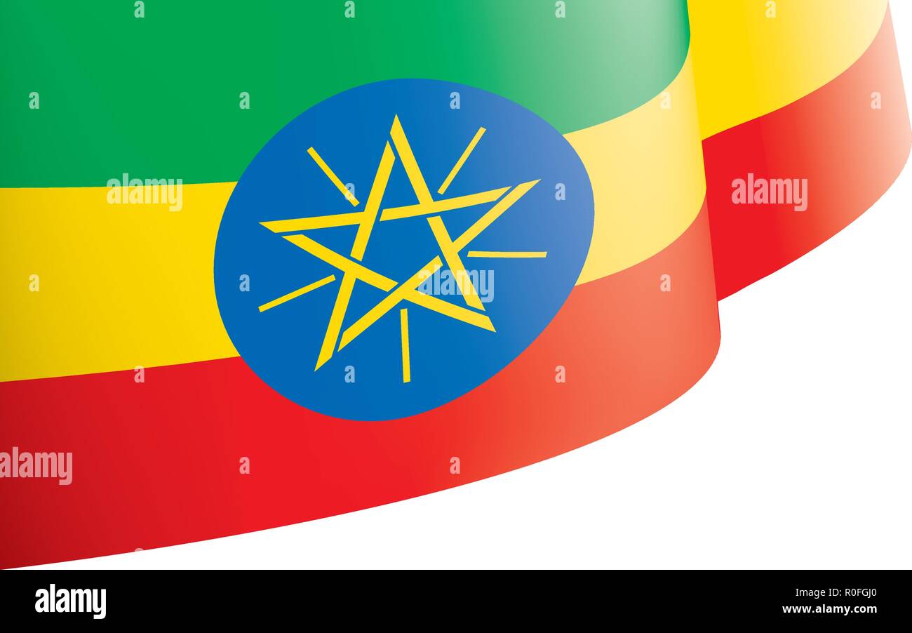 Ethiopia flag, vector illustration on a white background Stock Vector ...