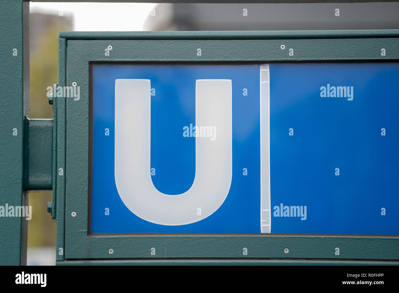 A withe big U on a blue Background Stock Photo - Alamy