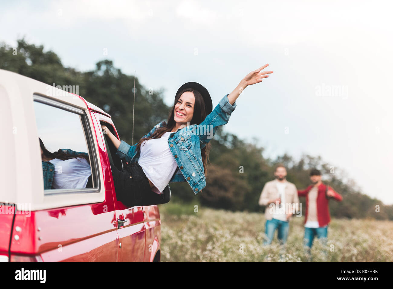 Hand waving from car hi-res stock photography and images - Alamy