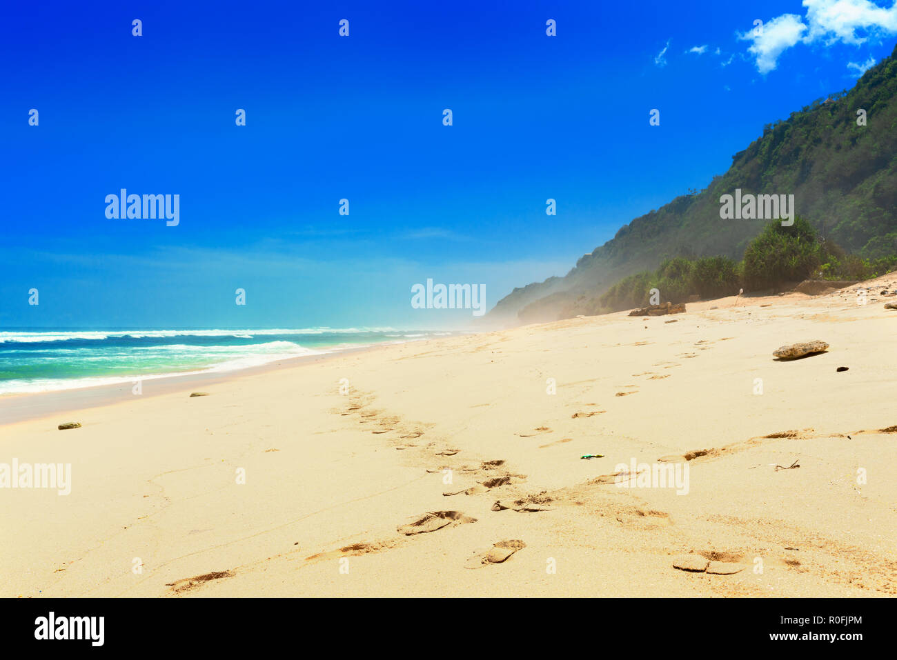 Nature landscape Azure tropical beach with rocky mountains and clear ...