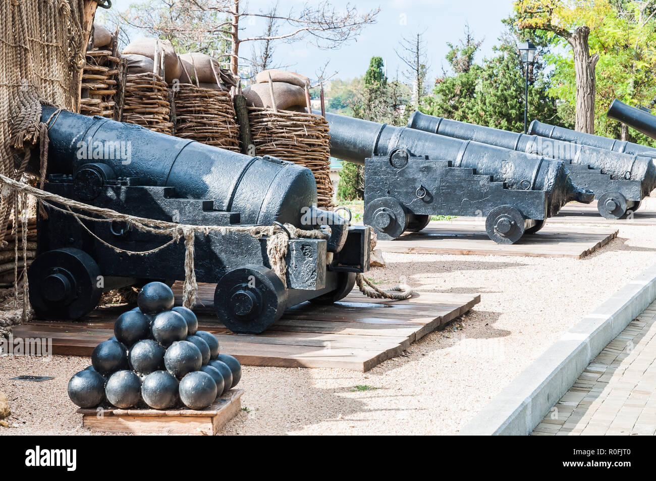Old guns and cores of the defensive fort Stock Photo - Alamy