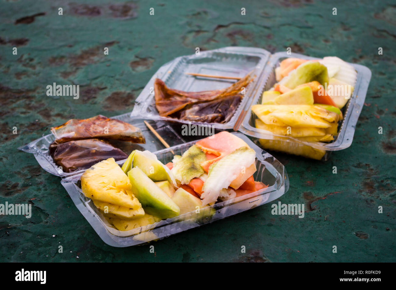 RUJAK - traditional fruit and vegetable salad in Indonesia, two rujaks ...